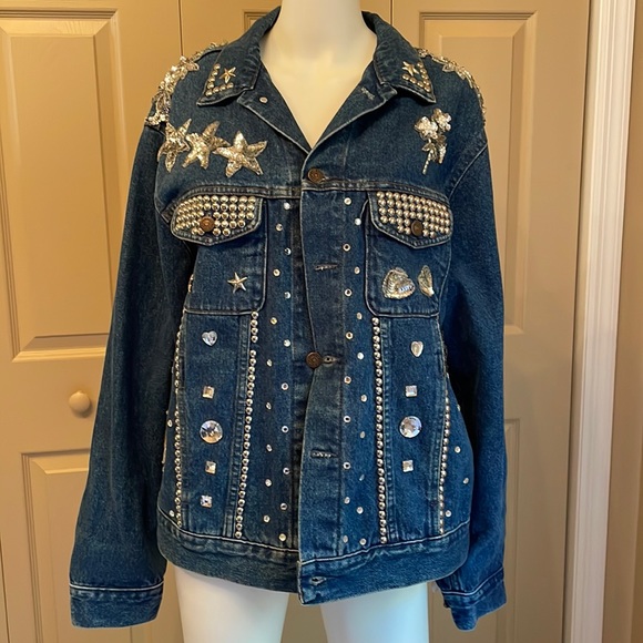 Jackets & Coats | Hand Studded And Beaded Jean Jacket | Poshmark